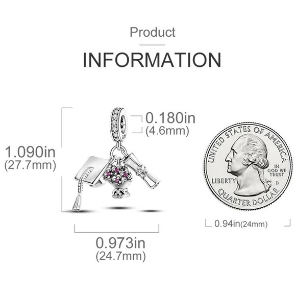 Pandora | Jewelry | Nwot Pandora Fit Graduation Silver Charm | Poshmark